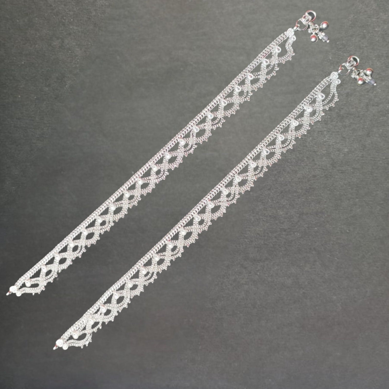 Elegant Lace Silver Payal – Zever4u